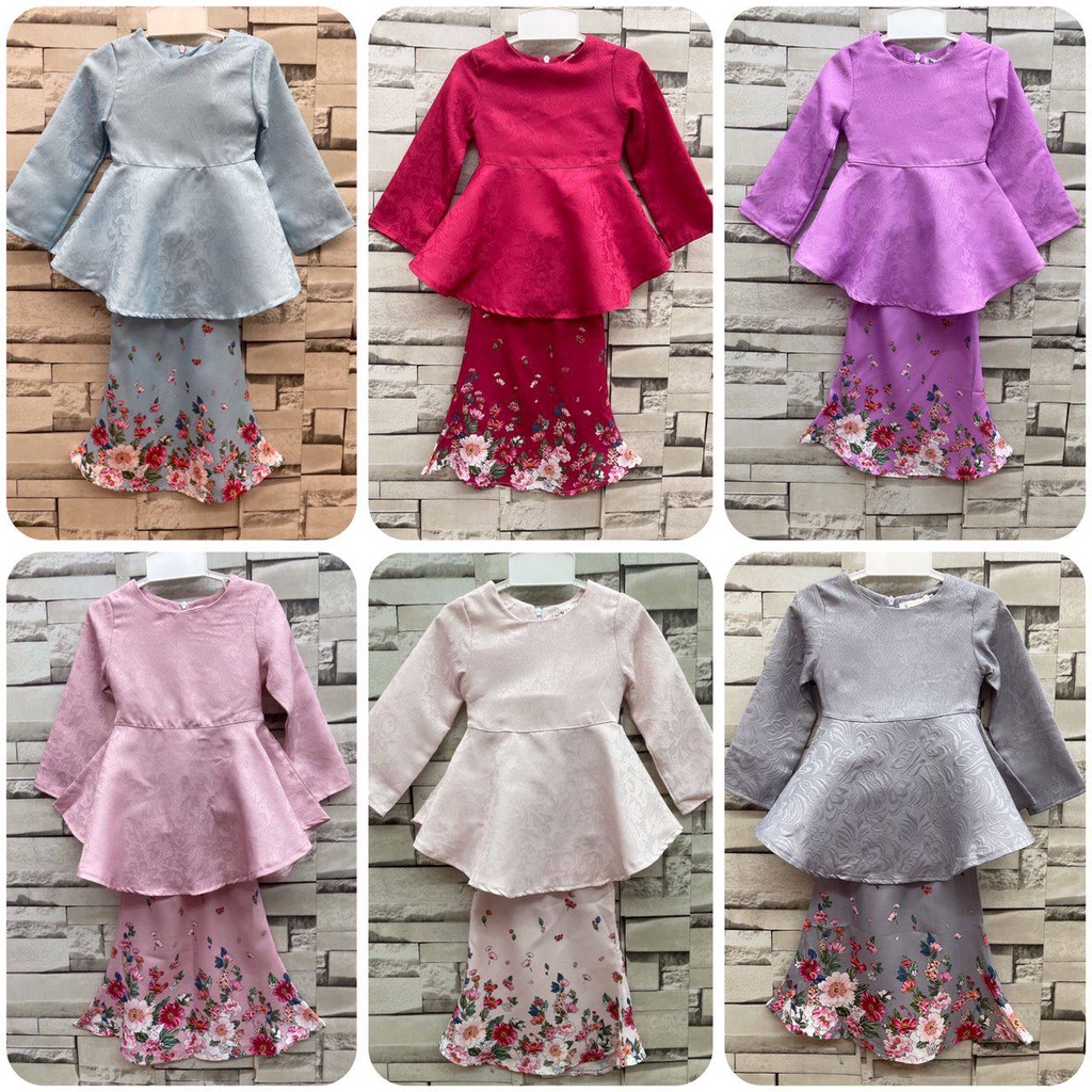 Budak Perempuan Baju Raya Peplum(Baby Blue/Dusty Pink/Dusty Soft Pink ...