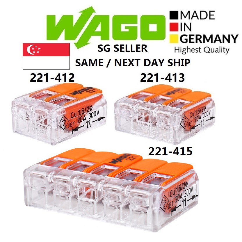 WAGO Terminal Block Wire Connector 221-412 and 221-413 and 221-415 ...