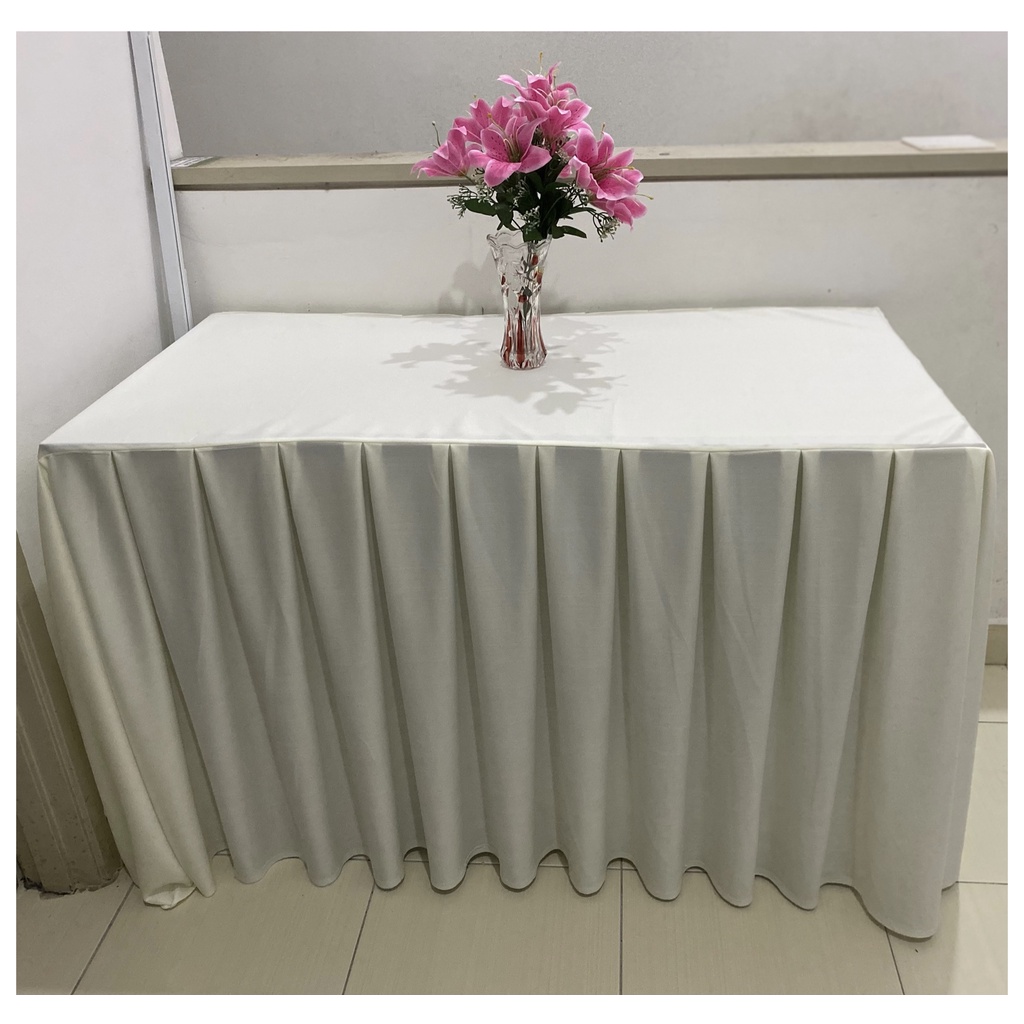 CREAM Cover BAnquet Table / table skirting | Shopee Singapore