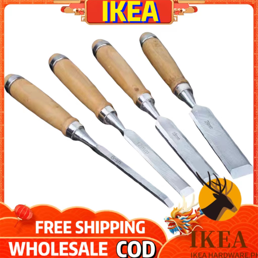IKEA 4 PCS WOODWORKING FLAT CHISEL SET 1/4" 1/2" 3/4" 1" Firmer chisel ...