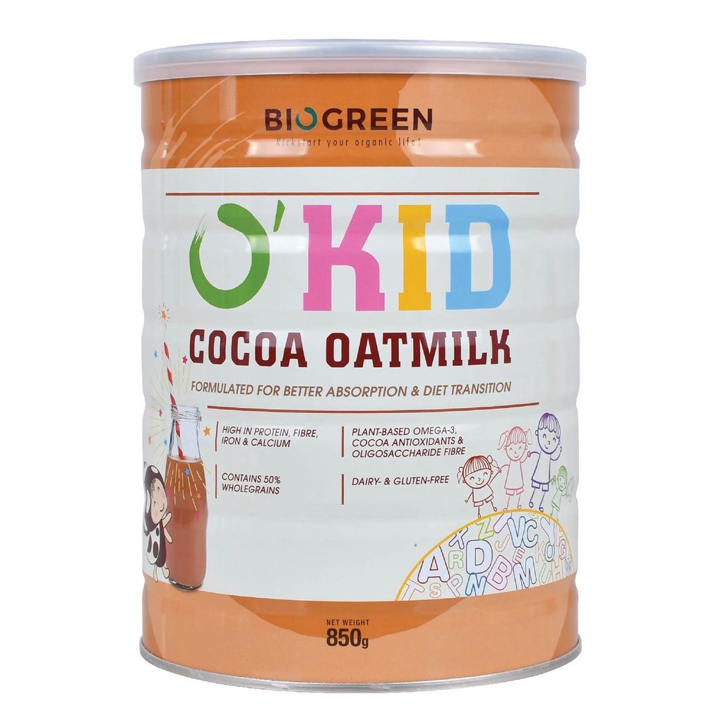 Biogreen O'Kid Cocoa Oatmilk 850g [High Antioxidant Iron/ Boost Brain ...