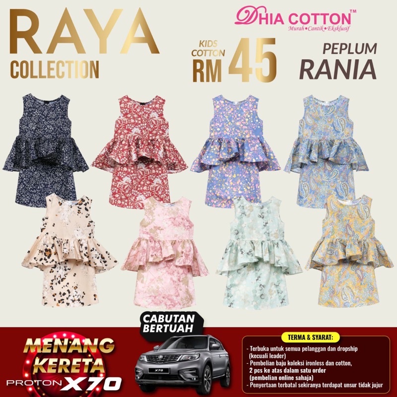 Peplum Kids Cotton Beautiful & Berbaloi-baloi by Dhia Cotton | Shopee ...