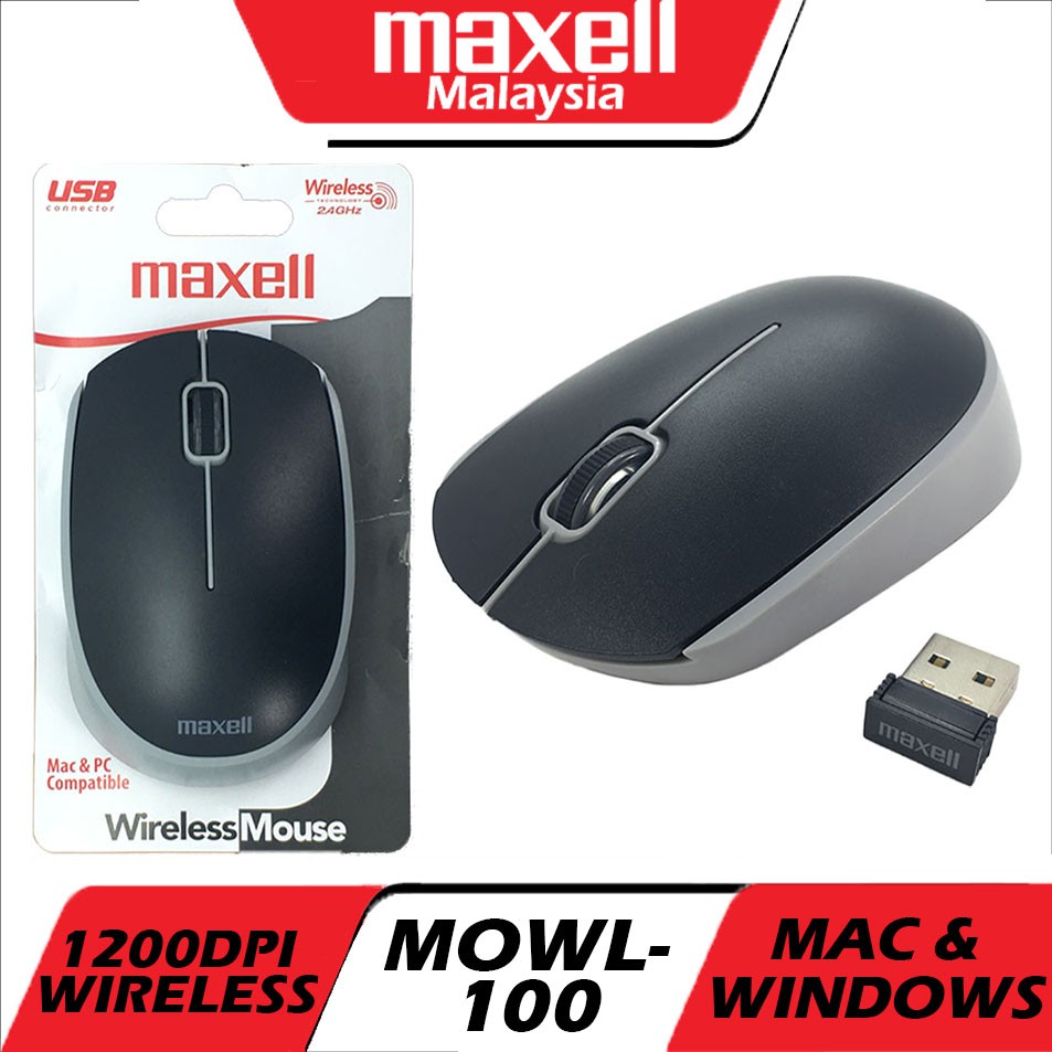 Maxell MOWL 100 1200 DPI Ergonomic Design Wireless 2.4 GHz Mouse ( MAC ...