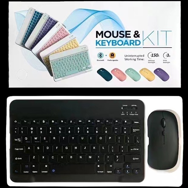 【sg】10 Inch Rechargeable Portable Wireless Bluetooth Keyboard Mouse Set For Phone Tablet