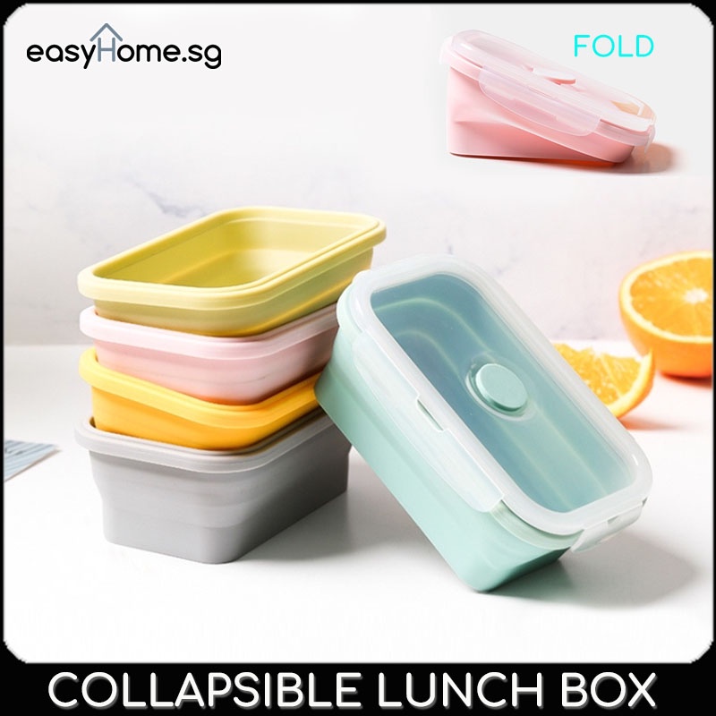 Easyhome.sg Collapsible Lunch Box Reusable Silicone Takeaway Food ...