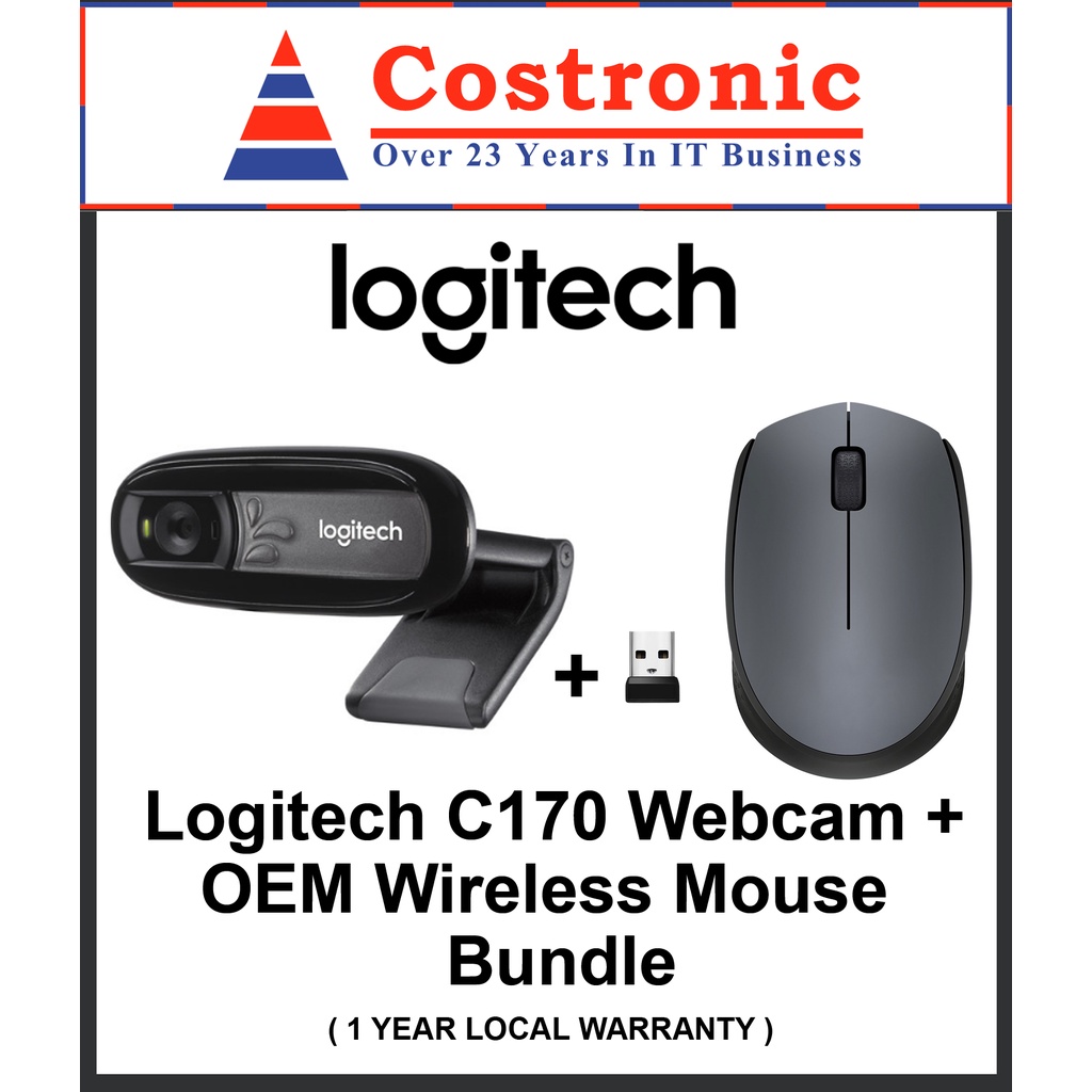 Logitech C170 Webcam with microphone + OEM Wireless mouse bundle ...