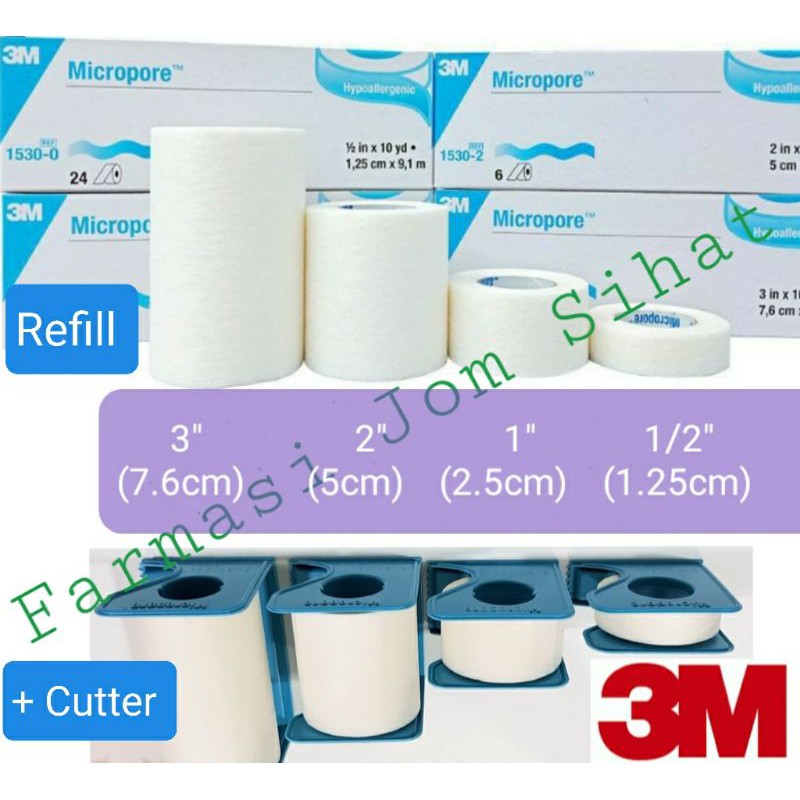 3M Micropore Surgical Tape Pelekat Pita Luka with/without Cutter ...