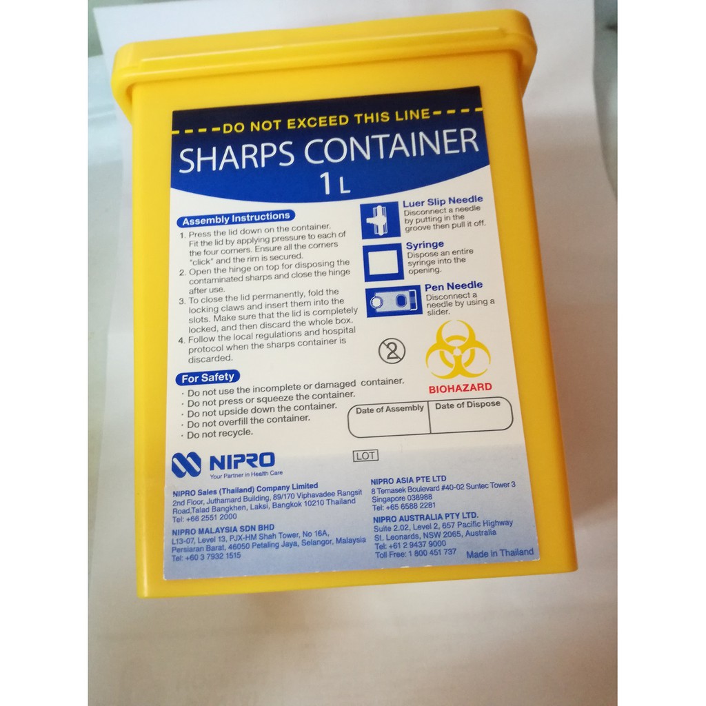 Nipro Sharps Bin Container (For disposed Insulin Needle And Syringes ...