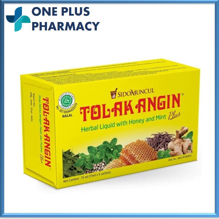 Tolak Angin Herbal Syrup with Honey and Mint Plus (15ml x 5 Sachets ...