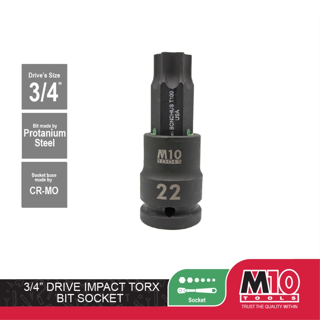 M10 3/4” Drive Impact Torx Bit Socket - T70 / T80 / T90 / T100 | Shopee ...