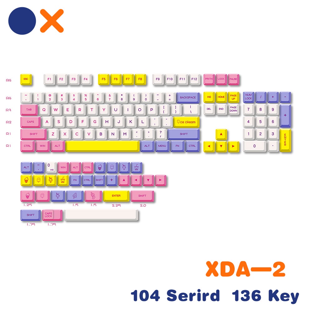 Royal Kludge Xda keycaps Sublimation keycaps137 Keys Honey Milk Keycaps ...