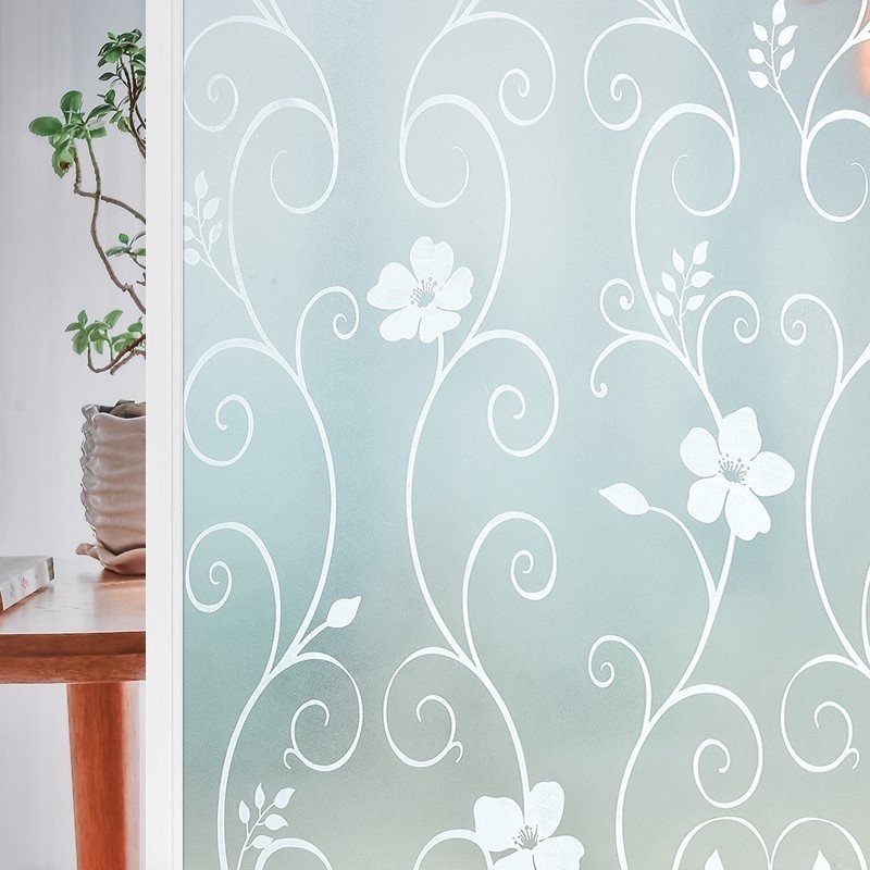 1 Roll Anti-Static Frosted Privacy Floral Pattern Window Film Home ...