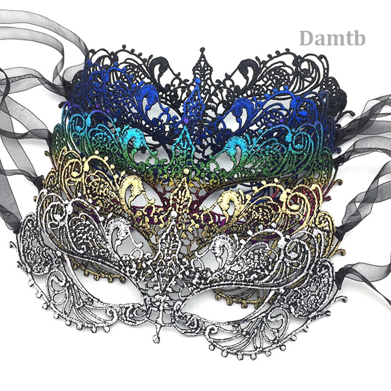 Damtb Black Lace Gilded Masquerade Mask Halloween Props Cosplay ...