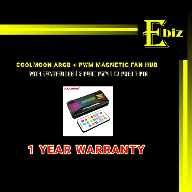 COOLMOON ARGB + PWM MAGNETIC FAN HUB WITH CONTROLLER | 8 PORT PWM | 10 ...