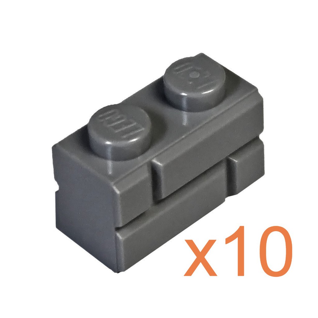 LEGO spare bricks - x10 Dark Bluish Gray Brick, Modified 1 x 2 with ...