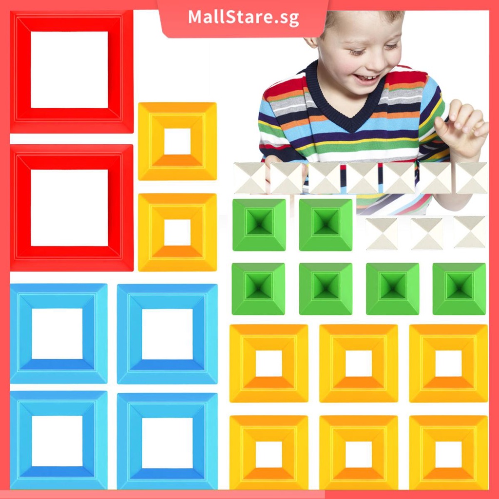 30 Pcs Pyramid Building Blocks Set Montessori Construction Toy Reusable ...