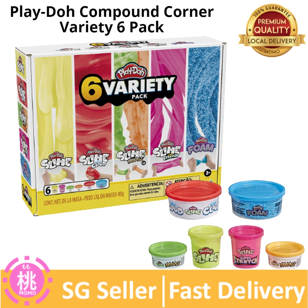 Play Doh Playdoh Compound Corner Variety 6 Pack - Slime, Cloud, Krackle ...