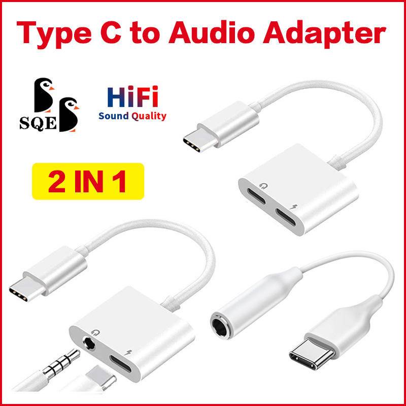 2 in 1 Type C to Audio Jack and Type-C Adapter USB C to 3.5mm Jack ...