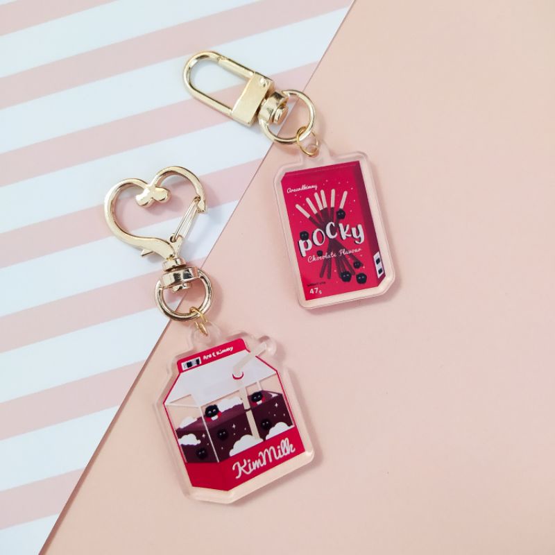 GANTUNGAN Cute Aesthetic Pocky Acrylic Miniature Keychain Keychain ...