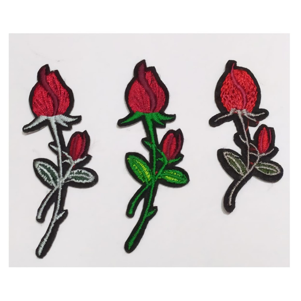 MAWAR Rose FLOWER EMBROIDERED PATCHES / ROSE EMBROIDERED EMBLEMS ...