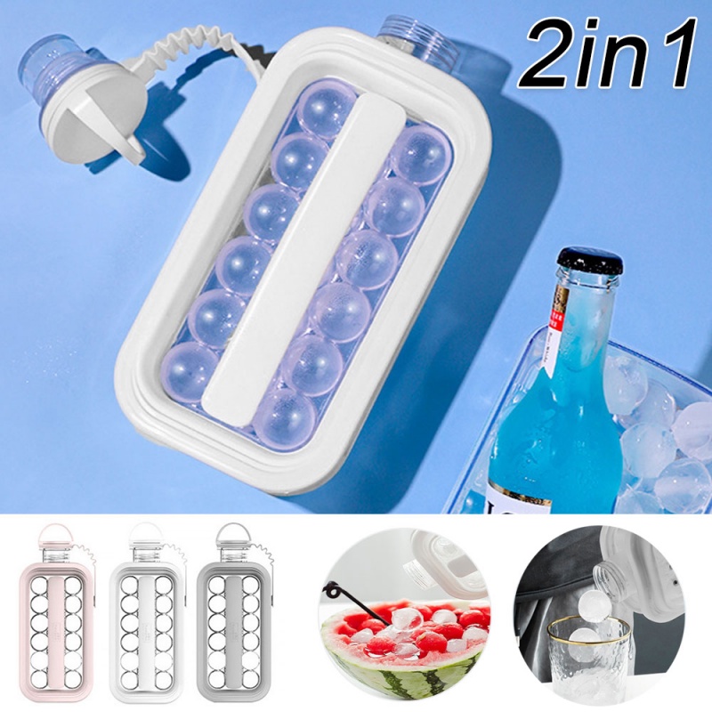 Summer 2 In 1 Ice Cube Maker Water Bottle Ice Ball Making Mould Bucket ...