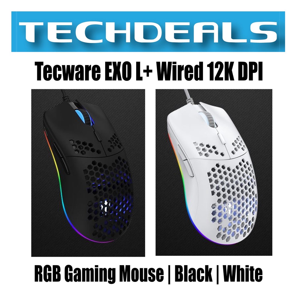 Tecware EXO L+ Wired 12K DPI RGB Gaming Mouse | Black | White | Shopee ...