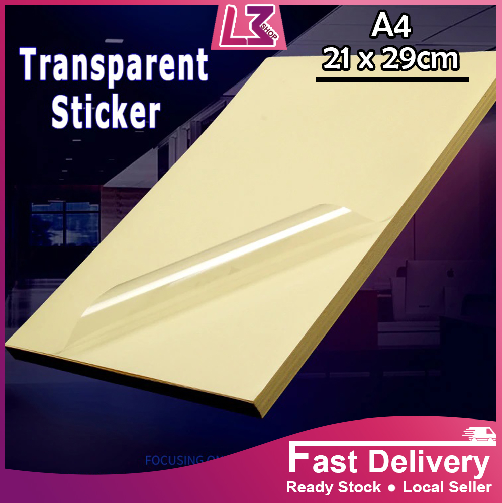 10/50pcs A4 Transparent Sticker Paper Clear PVC Pet Waterproof Label ...