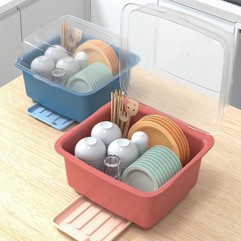 Drain Bowl Rack Desktop Kitchen Cupboard With Lid Drawer Style Rack ...