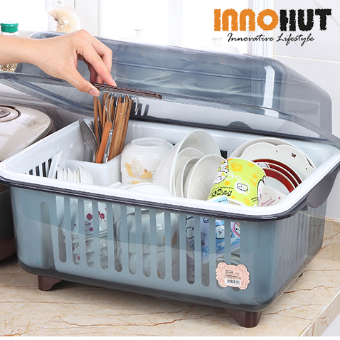 Innohut PP Dustproof Dish Drainer Kitchen Organizer Storage Drying Rack ...