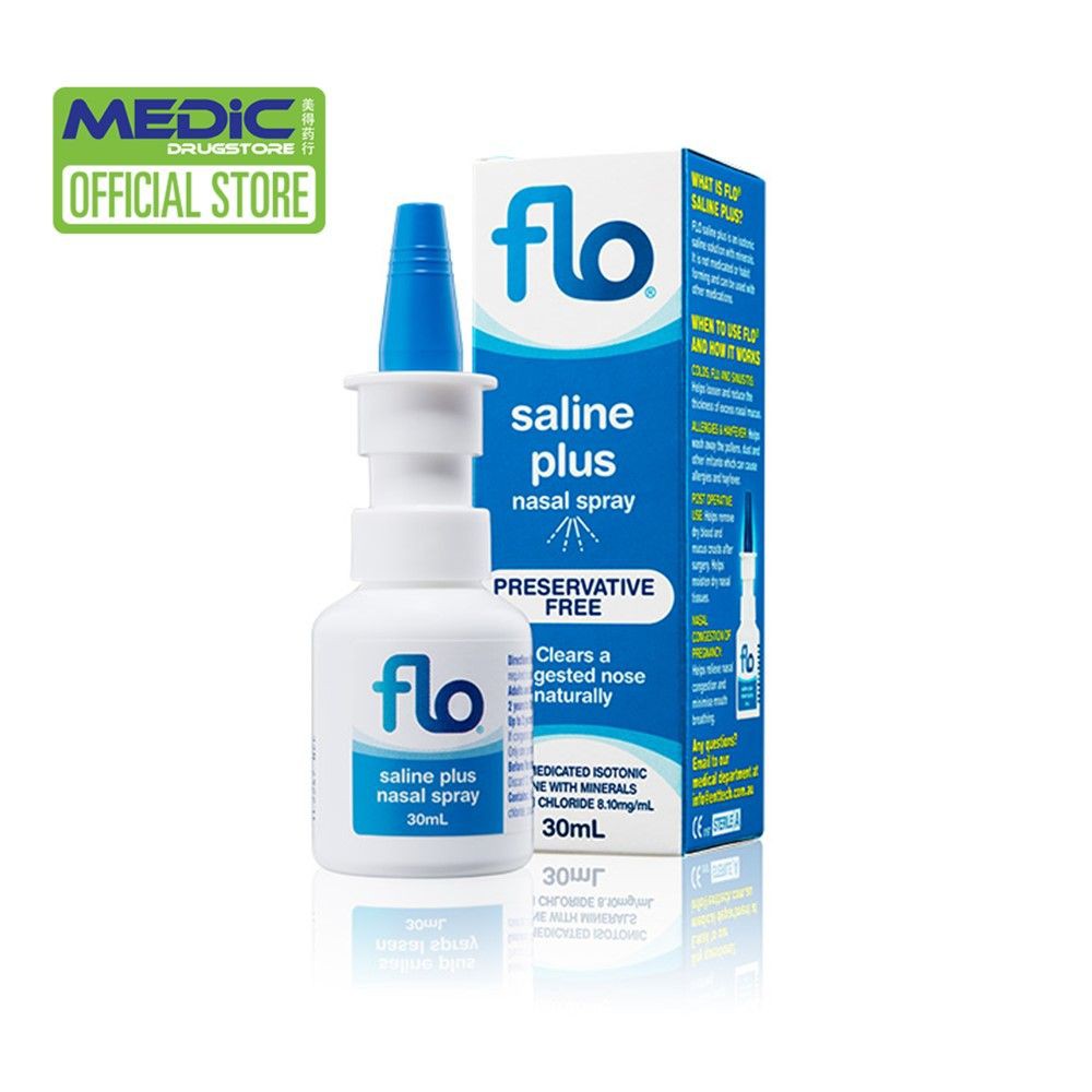 FLO Saline Plus Nasal Spray 30ml - By Medic Drugstore | Shopee Singapore