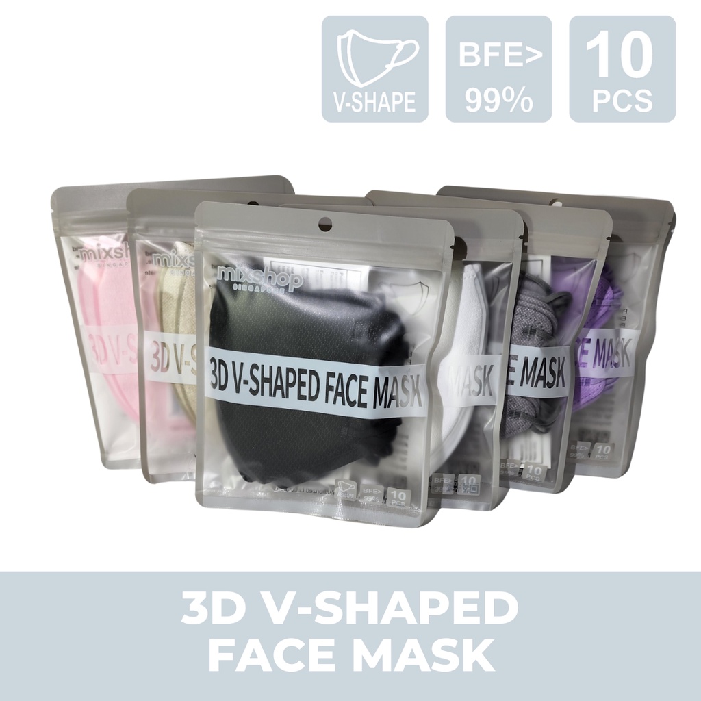 mixshop 3D V-Shaped Face Mask, 3 Sizes, BFE>99% | Shopee Singapore
