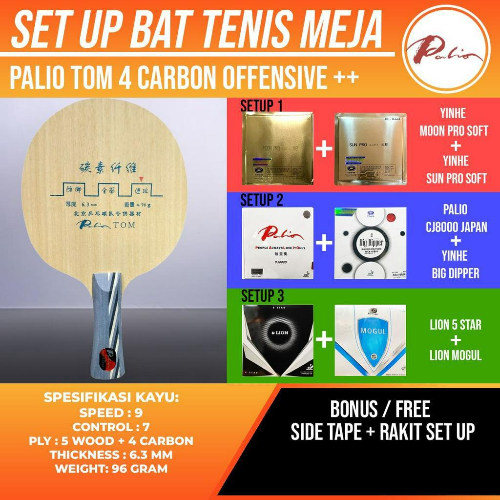 Palio Tom OFF++ 4 Carbon Yinhe Palio Lion Assembled Pingpong Bat Package | Shopee Singapore