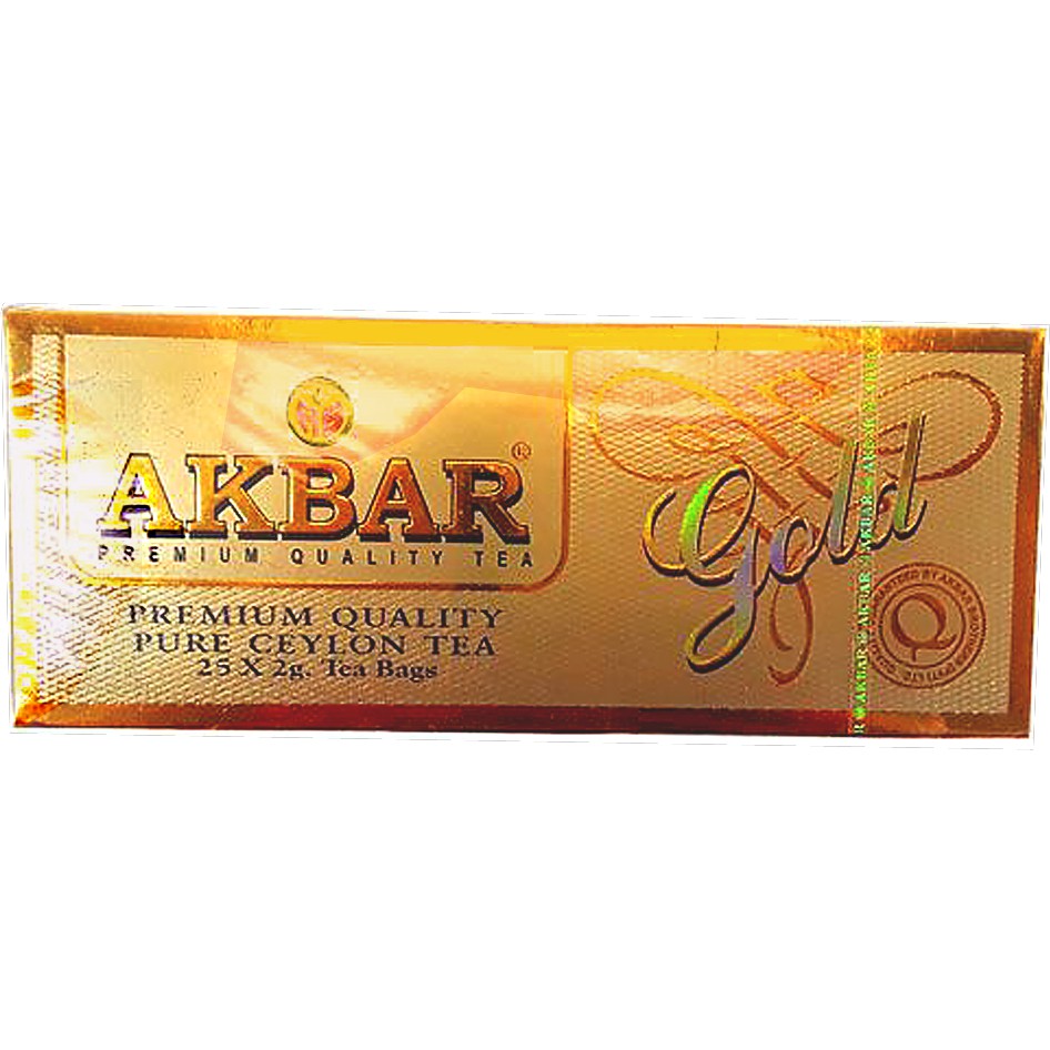 Akbar Premium Ceylon Tea Gold Tea 25 Tea Bags (Strings & Tags) per Box ...