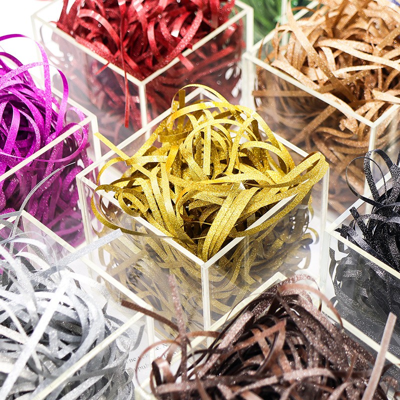 Gold Silver Shine Shredded Raffia Paper Hamper Wrapping DIY Gift Box ...