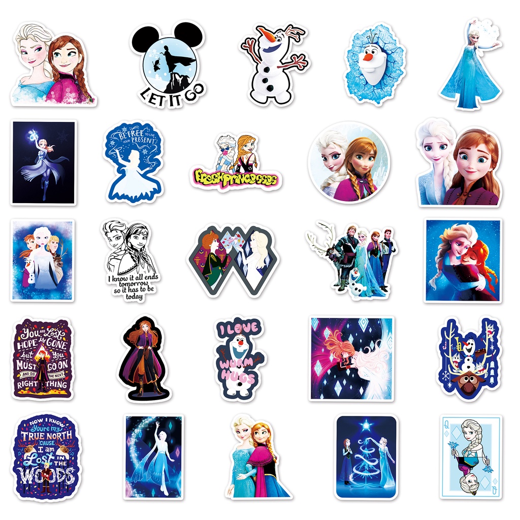 50pcs Disney Cartoon Movie Frozen Anime Stickers Elsa Princess Decal ...