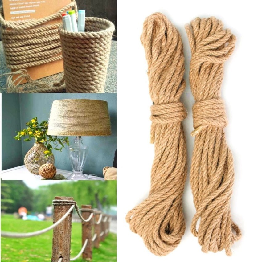 2PCS 10M Twisted Burlap Jute Twine Rope Thick Natural Hemp Cord Sisal ...
