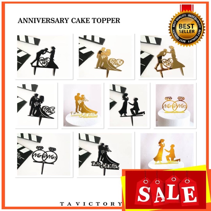 Acrylic BirthdayTopper Wedding Anniversary Propose Valentine's Day Cake ...