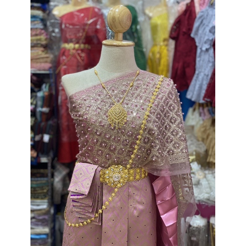 Thai Dress For Bride Pink (Sabimuk/Sabai Peat/Mrs. Chai Carry) | Shopee ...