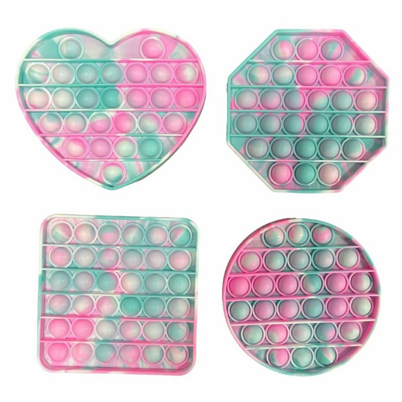 Pop It Push It Fidget Toy | Tie Dye Teal Pink | Silicone Bubble ADHD ...