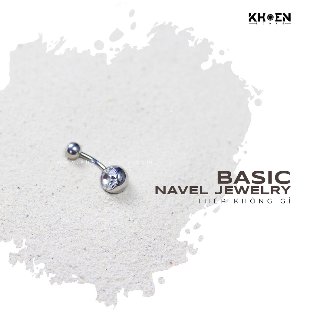 (1 Piece) Basic Stone Navel Piercing - Stainless Steel - Eyelets Store ...