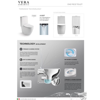 Vera Ceramica 1 Piece Toilet Bowl Tornado Flush WC with Geberit ...