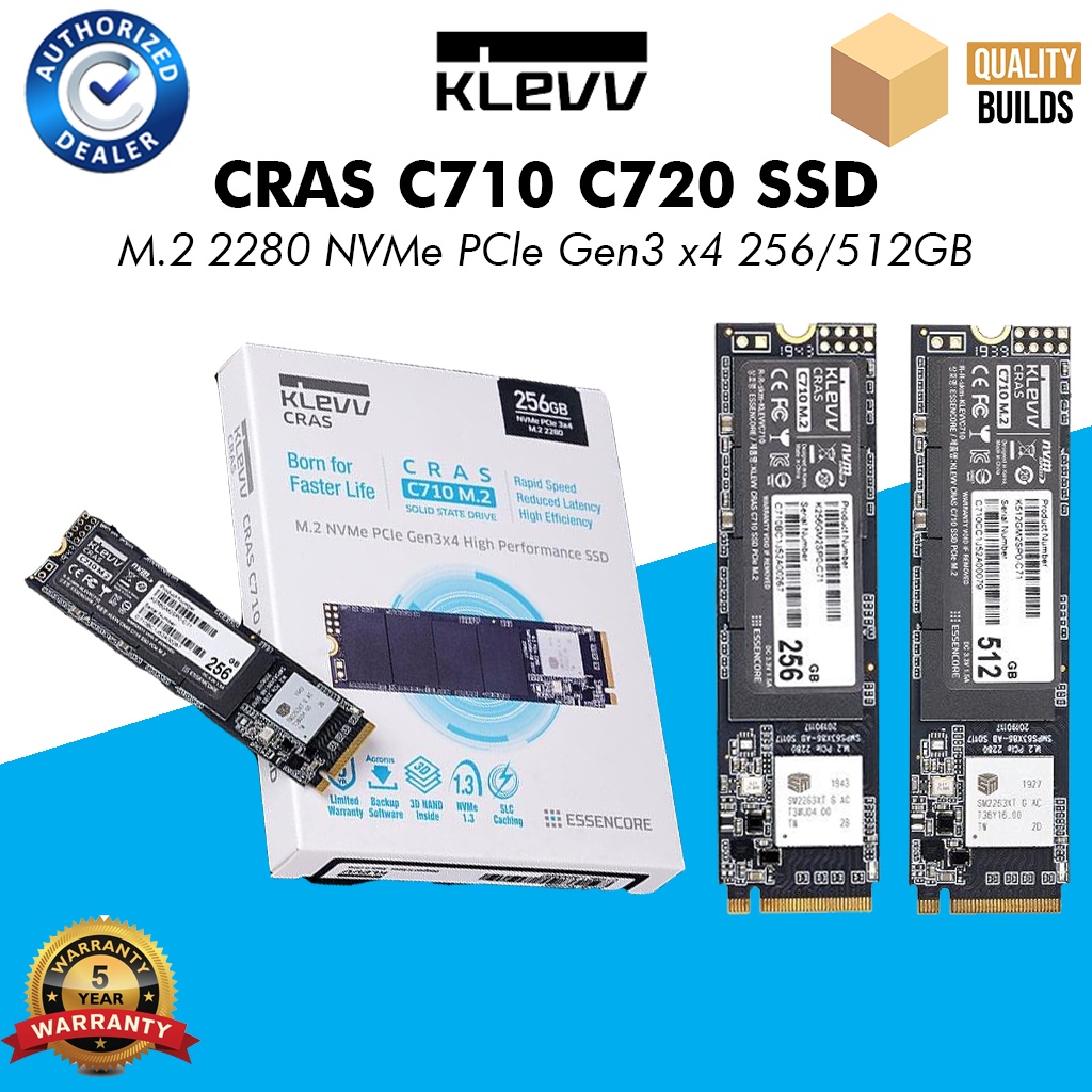 Klevv Cras C710 C720 256GB 512GB M.2 NVMe SSD PCle Gen3 x4 Computer ...