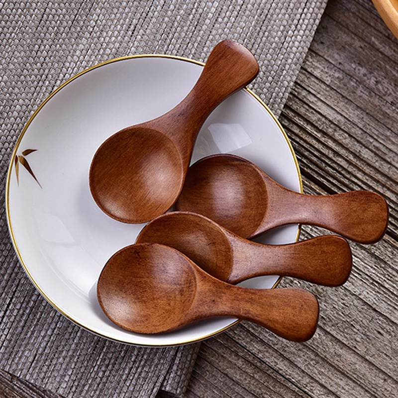 4Pcs Mini Wooden Spoons Sugar Spice Spoon Set Wood Tea Sppon Coffee ...