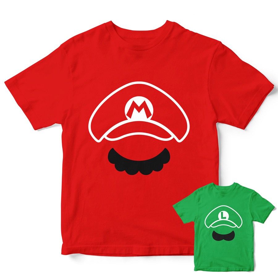 Super Mario Cartoon Character Kids / Couple / Family T-shirt | Shopee ...