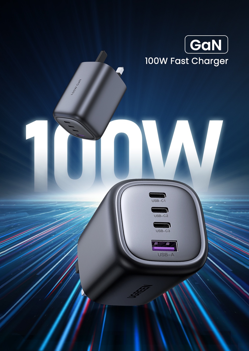 UGREEN 100W USB C Multiport Charger - 4-Port USB Charging Station GaN ...