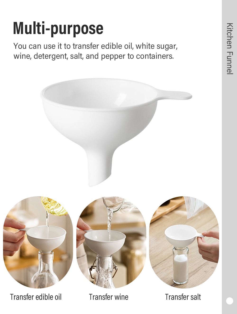 [5pcs/set]Kitchen Funnel Oil Spices Pouring Funnel Eco-friendly PP ...