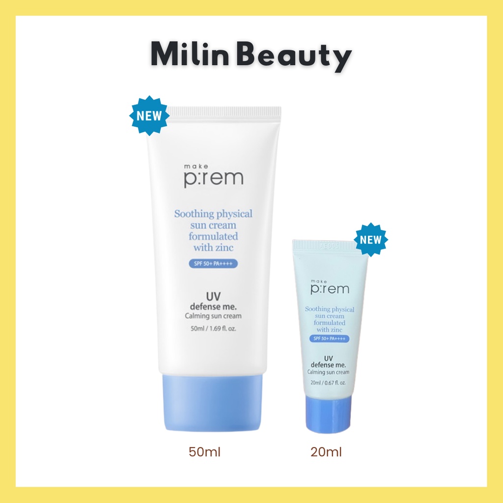 Make Prem UV Defense Me. Calming Sun Cream (50ml/20ml) | Shopee Singapore