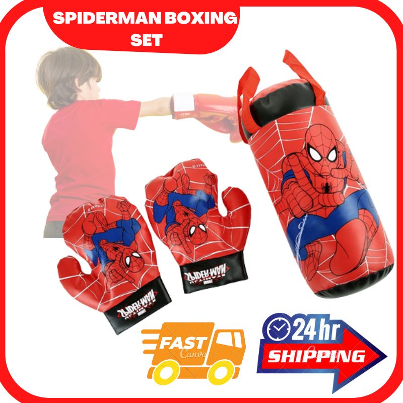 Spiderman Punching Bag Boxing Play Set for Kids with Gloves boxing set ...