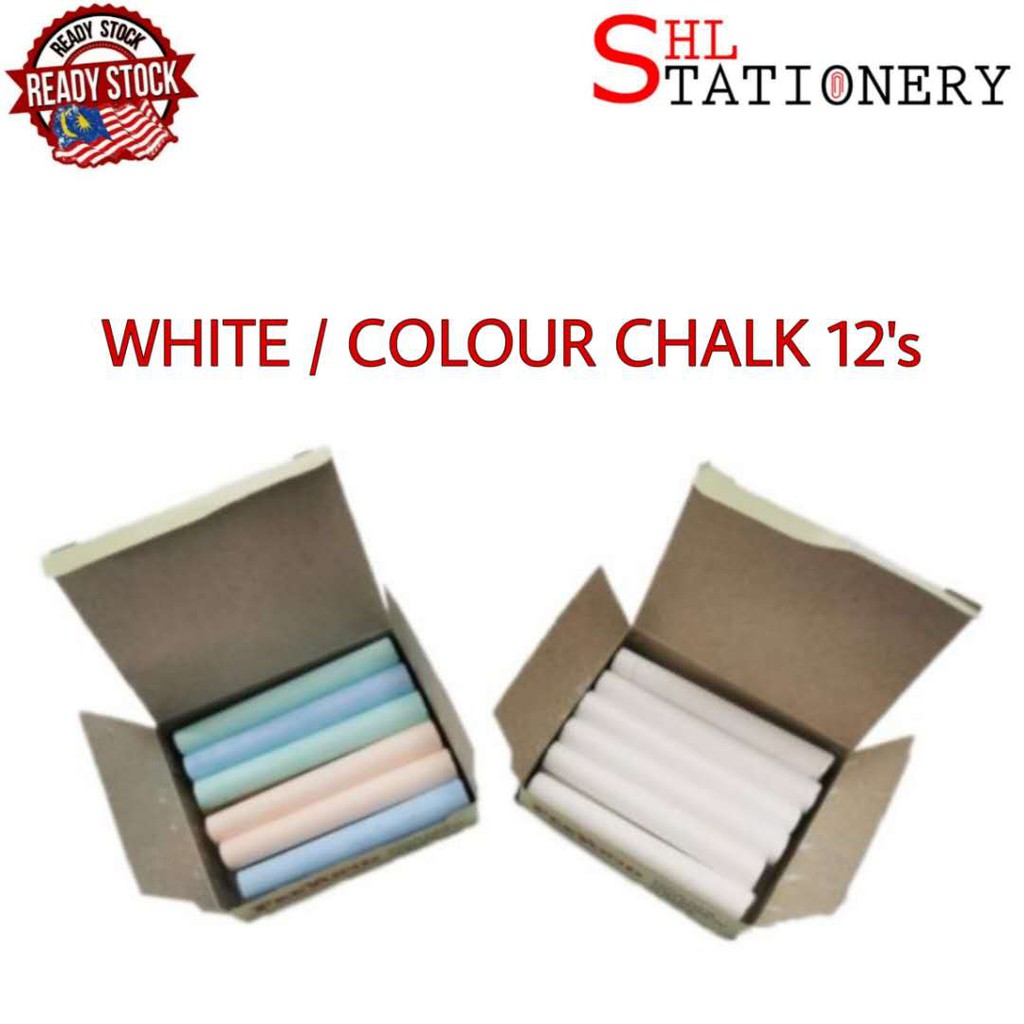 Captain Chalk Kapur Tulis White / Colour 12pcs per Box Non Toxic for ...
