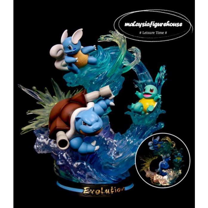 26CM POKEMON ANIME BLASTOISE EVOLUTION LIGHT UP ACTION FIGURE STATUE ...